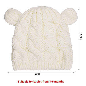 2 Set Newborn Winter Beanie Hats Gloves Kit for Baby Girls Boys Infant Toddler Warm Knitted Hats Glove Autumn Spring 3-6 Months (White & Pink)