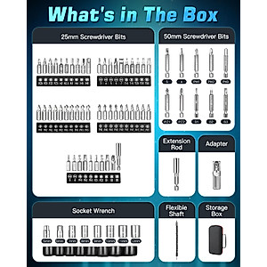 Vastar 8V Cordless Electric Screwdriver, 89Pcs Rechargeable Power Magnetic Screwdriver Kit in Carrying Case, with 10+1 Torque Settings, Dual Position Handle, Battery Indicator, Flexible Shaft, LED