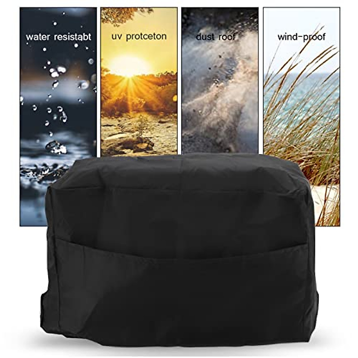 Mumusuki Generator Cover, Waterproof Universal Generator Cover 190T Silver Plated Polyester Taffeta UV Proof Welder Dust Cover for Most Generators for Garden Balcony Black