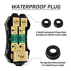 LEIGESAUDIO Copper 0/4 Gauge to 4/8 Gauge 60 Amp Mini ANL 2 Way Fuse Holder Distribution Block