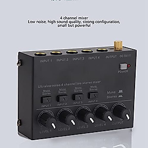 4 Channel Line Mixer, High Sound Quality Simple Operation Mode 4 Channel Studio Headphone Amplifier Independent Volume Control for Studio(#3)