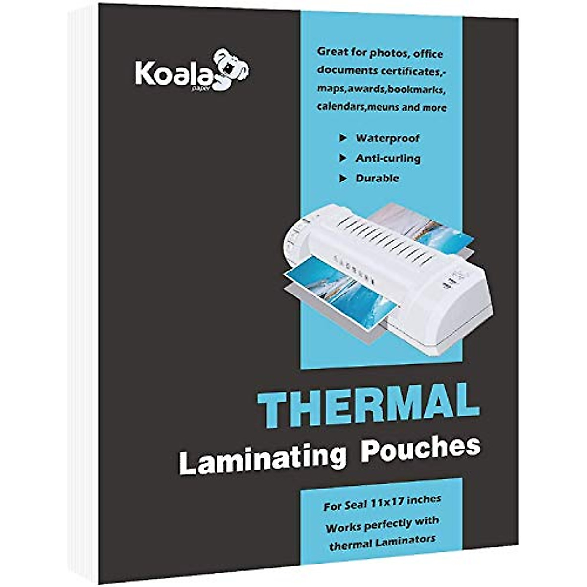 Koala Hot Thermal Laminating Pouches 3 mil 11.5x17.5 Inches and Double-Side Glossy Inkjet Photo Paper Total 155 Sheets