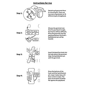 PegPro J , 1" & 2" Hook Kit by Greenleaf Industries - Secure Plastic Hooks for Your Wall Organizer - for Craft Storage, Garage, Kitchen, Tools and More (Multipack - J, 1", 2" - 50 Count, Black)