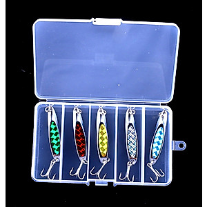 Fishing Lures,Fishing Spoons,Trout Lures,Bass Lures,2.75inch/.074oz,5-Piece Box,Applicable to Various Waters,Suitable for Many Kinds of Fish,Fishing Spoons Lures