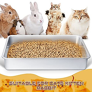 2 Pcs Stainless Steel Litter Box Rust Proof Metal Cat Box Stainless Cat Litter Box Odor Control Small Litter Box and Non Slip Rubber Feet for Cats Kitten Non Stick Smooth Surface (24 x 16 x 4 inch)