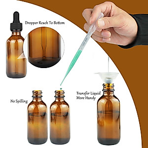 24 Pack 2 oz Dropper Bottles,Amber Glass Bottles with Eye Droppers;Leak Proof Travel Bottles for Essence Liquid Cosmetic(60ml)