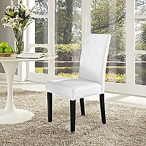 Modway Confer Modern Tufted Faux Leather Upholstered Parsons Kitchen and Dining Room Chair in White