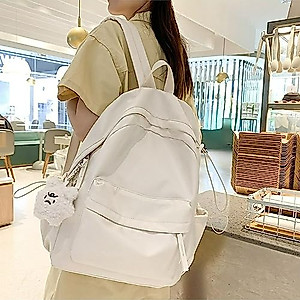 MadGrandeur Aesthetic Backpacks for Girls Kawaii Backpack School Backpack Cute Bookbag Plain Preppy Bag Casual (Black)