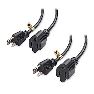 Cable Matters 2-Pack 16 AWG Heavy Duty Power Extension Cord 10 ft, UL Listed (Power Cord Extension / 3 Prong Extension Cords, NEMA 5-15P to NEMA 5-15R)