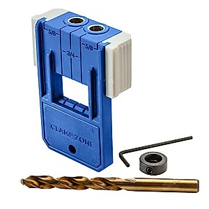 3/8” Doweling Jig Kit w/Drill Bit & Stop Collar – Wood Dowel Jig Accessories – Dual Edge Stops for Easy Alignment w/Dovetail – Durable Nylon Jig w/Steel Bushings – Dowel Jointer Jig w/Hex Wrench