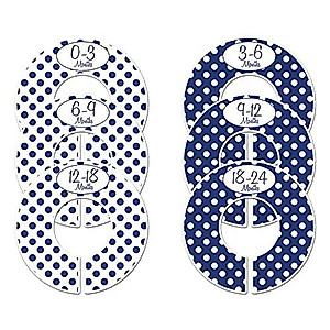 C152 Navy Baby Boy Nursery Closet Clothing Size Dividers Set of 6 Fits 1.25 Inch Rod