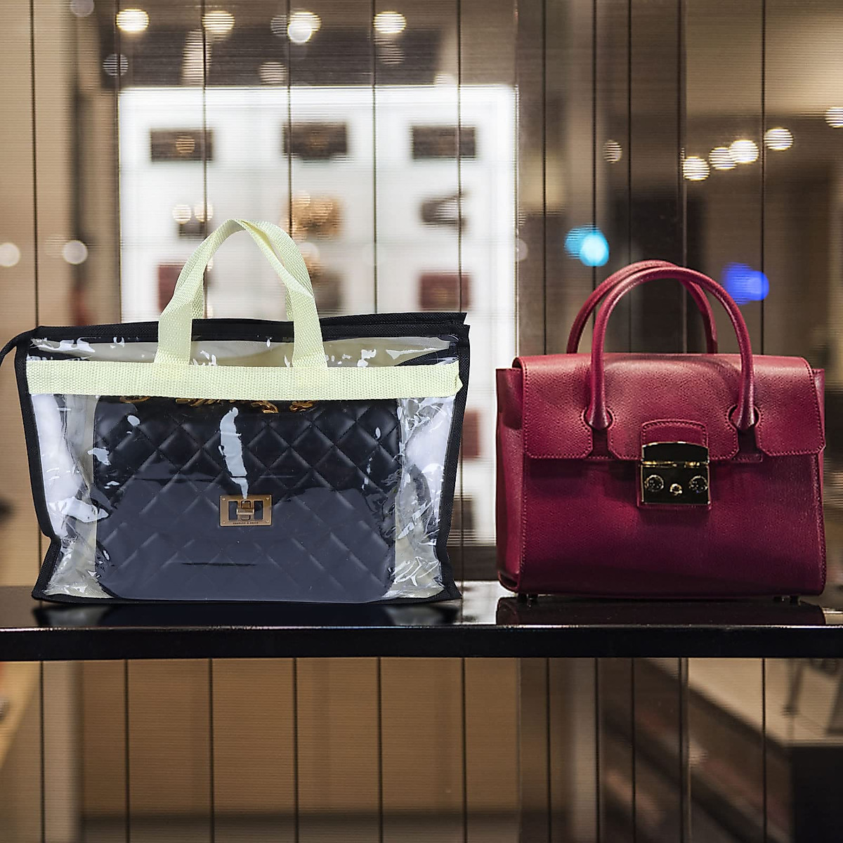 Droutti 8 Pack Handbag Dust Bags Transparent Hanging Purse Organizer Wallet Storage Bag 4 Sizes Clear Handbag Organizer Dust Bags for Closet Shelf