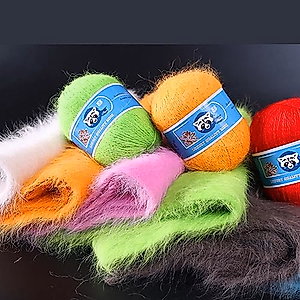 2 Balls Yarn Ave Mink & Cashmere Blend Knitting Yarn, Soft Fingering Weight Crochet Yarn for Sweater, Cardigan, Scarves, Hats and Crafts, 3.5oz with 2 Rolls Elastic Threads (#821 Lavender)