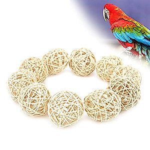 Hztyyier 10Pcs Rattan Balls, Natural Parrot Parakeet Chewing Toys Rattan Balls for Parakeet Budgie Cockatoo Hanging DIY Crafts