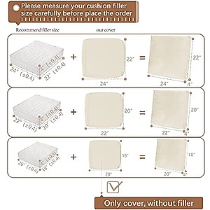 idee-home Patio Cushion Covers Replacement, Outdoor Cushion Covers Slipcovers for Patio Furniture, Couch Seat Cushions Cover with Zipper, Sunbrella Waterproof Slip Covers Outside (Set of 6, 22x24 in)