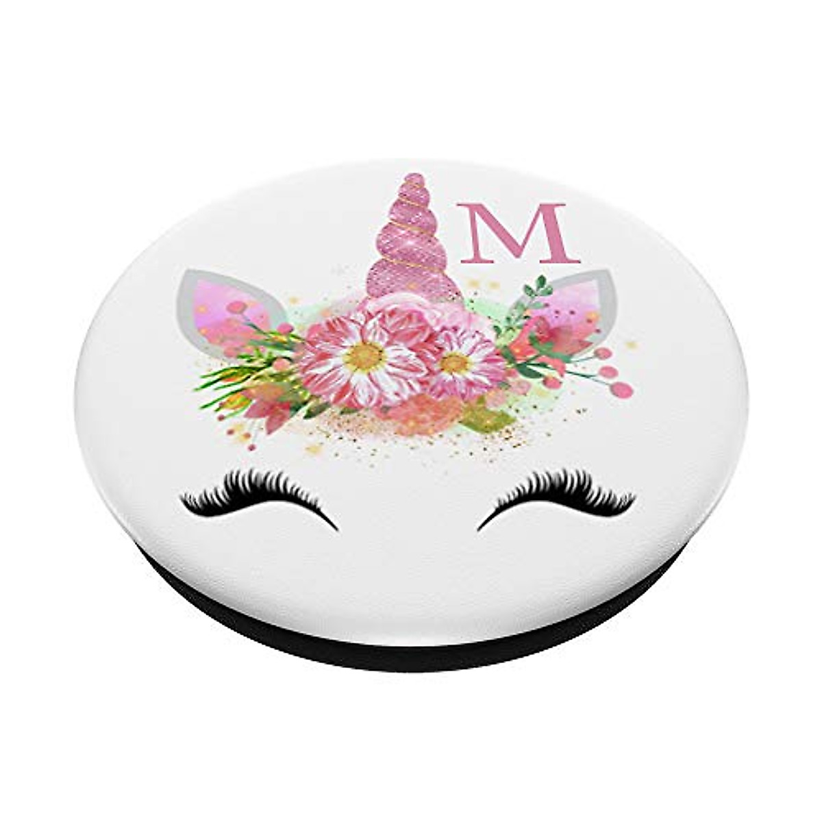 Cell Phone Holder Pop Up Handle,Cute Unicorn Pink Initial M PopSockets PopGrip: Swappable Grip for Phones & Tablets