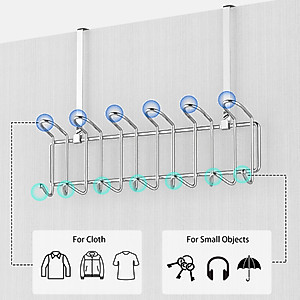 Minggoo Over The Door 13-Hook Rack Heavy-Duty, Wall Mounted Coat Rack，Door Clothes Hanger for Living Room, Cloakroom, Bathroom, Chrome Finish