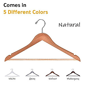 Quality Wooden Hangers - Semi Contoured Hanger Set in 20-Pack - Solid Wood Coat Hangers with Stylish Chrome Hooks - Heavy-Duty Clothes, Jacket, Shirt, Pants, Suit Curved Hangers (Natural, 20)
