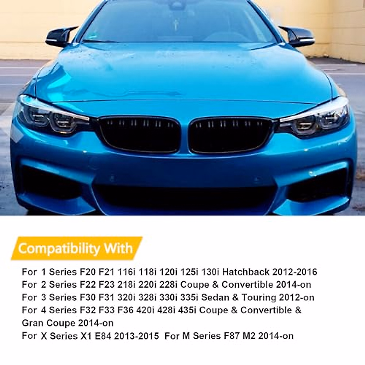 Door Mirror Covers Compatibility With F20 F22 F23 F30 F31 F32 F33 F36 F87 M2 X1 E84 Rearview Side Mirror Cover Caps Trim Replacement 2PCS (Carbon Fiber)