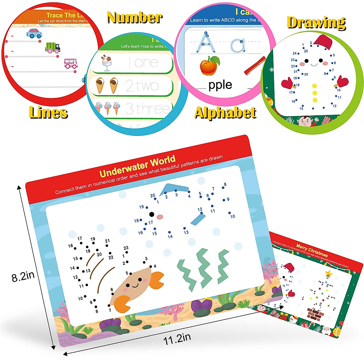 Uranus&No.1 Preschool Learning Activities Handwriting Practice Book for Kids, Toddlers Educational Montessori Toys Learn to Write Tracing Number Letters Workbook for 3 4 5 6 Years Old Kindergarte