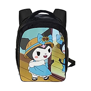 Cartoon Cute Backpack Ku-ro-mi My-Melody Cinn-amo-roll Cosplay Schoolbag Kawaii Student School Bag for Girls Birthday Gifts black 25
