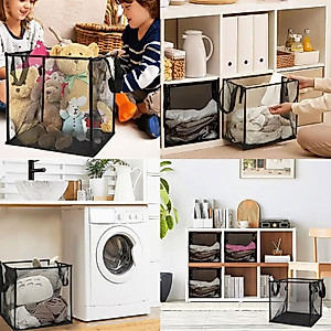 Typutomi 4 Pack Popup Laundry Hamper, Small Collapsible Mesh Laundry Baskets Dirty Clothes Basket with Handle Cube Storage Basket for Washing Storage,Toy Storage,Dorm and Travel(White,13 Inch)