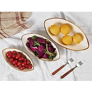 ONEMORE Pasta Bowls and Large Oval Bowls Bundle - Microwave, Oven and Dishwasher Safe - Creamy White