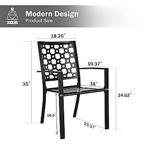 bigget 4PCS Stackable Patio Dining Chair Set of 4, Wrought Iron Metal Outdoor Chairs for Front Porch Balcony Deck Bistro