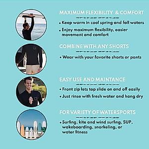 Surf Squared Mens Wetsuit Top Jacket 2mm or 3mm - Neoprene Long Sleeve for Warmth & Comfort- Surfing, Snorkeling, All Watersports - w/Extended Back Flap - X-Large - 2MM