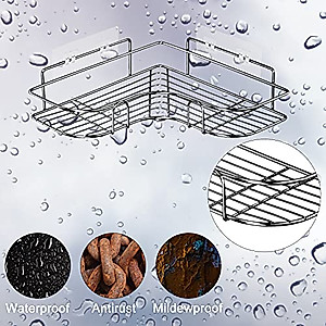 CGBE Corner Shower Caddy, Shower Organizer With Soap Dish Holder Toothbrush Holder Adhesive Hooks, No Drilling Wall Mount Shower Shelves Shower Rack Rust Free For Bathroom Kitchen (6 Packs)