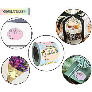 Happy Birthday Gift Tags Present Stickers 1.5 x 2 Inch Oval Christmas to from Labels - Xmas Festival Birthday Stickers for Kids Party Favors Envelope Packages Seals 6 Designs 300 Pcs