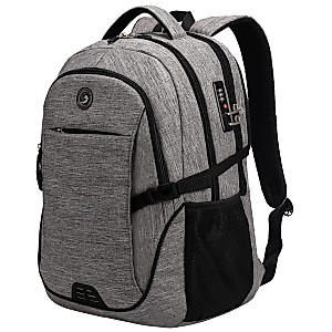 SHRRADOO Anti Theft Laptop Backpack Travel Backpacks Bookbag with usb Charging Port for Women & Men School College Students Backpack Fits 15.6 Inch Laptop Grey