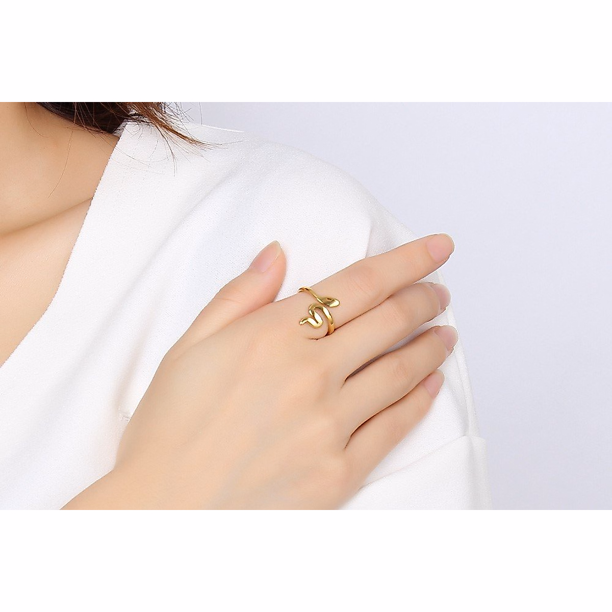 Ximi Jewelry Stainless Steel Fashion Snake Rings for Womens,Gold Plated,Size6-8 (8)