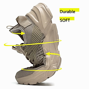 Srenket Men's Running Shoes Non Slip Shoes Breathable Lightweight Fashion Sneakers Slip Resistant Athletic Sports Walking Gym Work Shoes Khaki