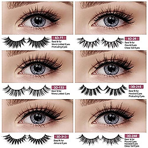 MAGEFY 30 Pairs 6 Styles Faux Mink Eyelashes, 16mm-20mm Lashes Natural Look to Dramatic False Eyelashes, Handmade Reusable Fake Eyelashes with Portable Boxes