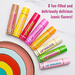 Lip Smacker Original & Best Holiday Flavored Lip Balm Party Pack, Oatmeal Cookie, Vanilla, Mango, Watermelon, Tropical Punch, Cotton Candy, Kiwi, Strawberry, Clear