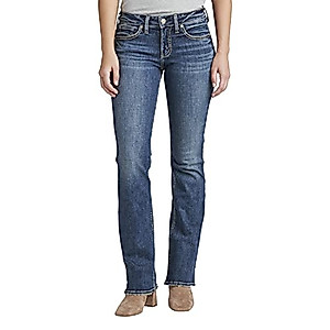 Silver Jeans Co. Women's Britt Low Rise Curvy Fit Slim Bootcut Jeans, Med Wash SDK394, 27W x 31L
