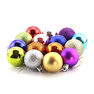 Bestjybt 24pcs 1.18" Small Christmas Ball Ornaments Shatterproof Christmas Decorations Tree Balls for Holiday Wedding Party Decoration, Tree Ornaments Hooks Included (Gold, 3cm/1.18")
