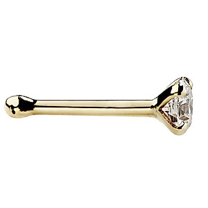 FreshTrends I1-2mm (0.03 ct. tw) Diamond 14K Yellow Gold Nose Ring Bone - 20G