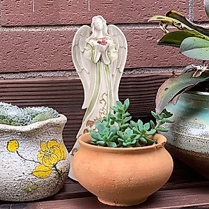 QLFJ-FurDec Angel Figurine Holding Bird, Outdoor Garden Angel Statue Sculpture, Resin Angel Ornament Decor for Home, Patio, Lawn, Yard, Porch, Cemetery Grave, Housewarming