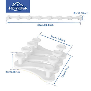 HOMOTEK Adhesive Accordion Wall Hanger Coat Hook Rack, Expandable Bathroom Towel Rack, Plastic Hanging Wall Mounted with 8 Hooks for Hats, Coat, Mugs, Scarf, Jewelry Storage,White