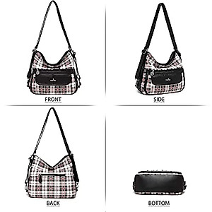 Women Handbag Purse Soft Vegan Leather Shoulder Crossbody Bag;Women Hobo Bag-White/Black