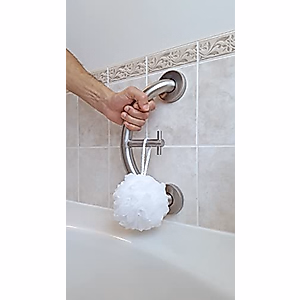 HEALTHCRAFT Plus Series Towel & Robe Hook, Bath & Shower Grab Bars, Shower and Bathroom Safety, Stainless-Steel, Wall-Mounted Heavy Duty for Elderly, Seniors or Handicap/Up to 500Lbs/ Polished Chrome