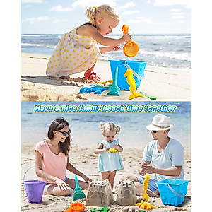 DISHIO Beach Sand Toys for Kids Sand Box Beach Toys with Mesh Bag,Sand Castle Bucket and Shovel,Sand Molds,Waterig Can, Sieve, Dinosaur Beach Toys Kit for Kids&Toddlers Outdoor Travel 18pcs