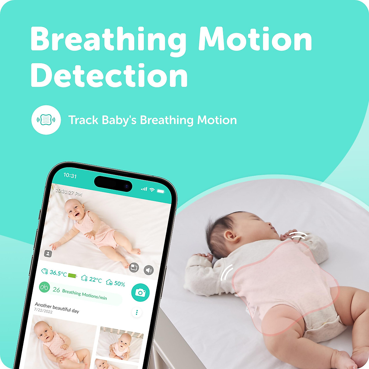 CuboAi Sleep Sensor Pad - Real-Time Baby Micro Ｍovement Tracking & Motion Detection with Proactive AI Baby Safety Alerts, Non-Contact | Must be Paired with Cubo Ai Plus Smart Baby Monitor