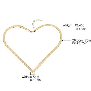 NALISASA 14K Gold Flat Snake Chain Choker Necklaces, Simple Minimalist V-Shaped Short Collar Clavicle Necklace Women Jewelry, Herringbone Necklace for Women