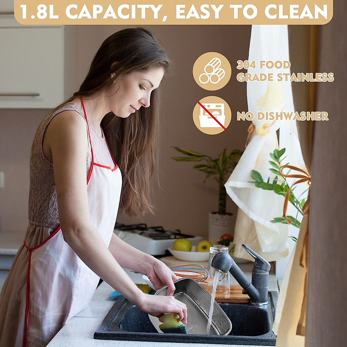 Landmore Electric Lunch Box Food Heater, 70W Food Heated 110V & 12V Portable Food Warmer Heater for Truck/Car/Home Self Heating Box with 1.8L 304 Stainless Steel Container and Lunch Bag