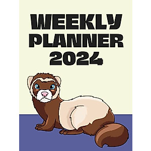 Weekly Ferret Planner 2024: Large One Year Monthly Planner From January 2024 to December 2024 (12 Months) With Federal Holidays | Monthly Weekly Agenda & Schedule Organizer | Planner for Ferret Lovers
