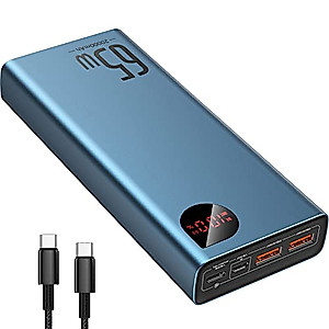 Baseus Power Bank, 65W 20000mAh Laptop Portable Charger&100W USB C to USB C Cable 6.6ft