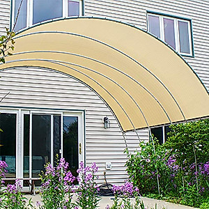 TANG Sunshades Depot 5'x10' Beige Waterproof 480 GSM Customize Order Sun Shade Sail Straight Edge for Patio Awning Garden Pergola Gazebo Backyard Deck Outdoor Facility